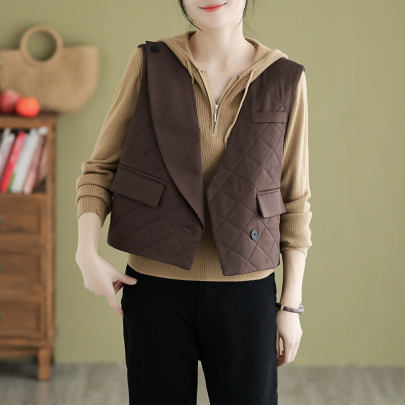 艺文菱格馬甲外套